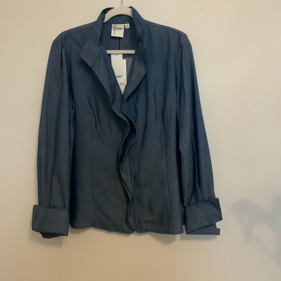 Finley | Tops | Finley Denim Blouse With Ruffle | Poshmark